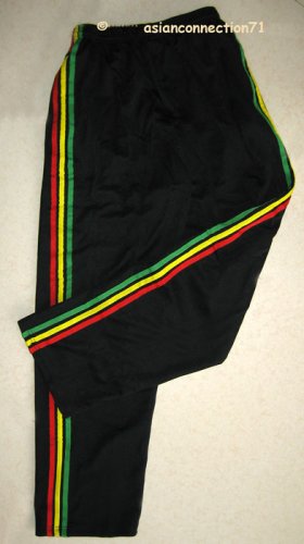 Roots RASTA PINSTRIPE Retro REGGAE Track Pants L Large
