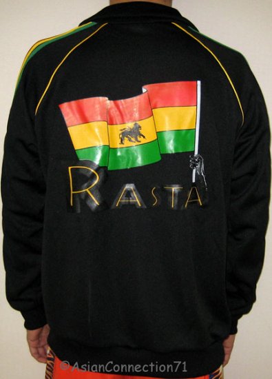 RASTA FLAG Lion of Judah Retro REGGAE Track Jacket M