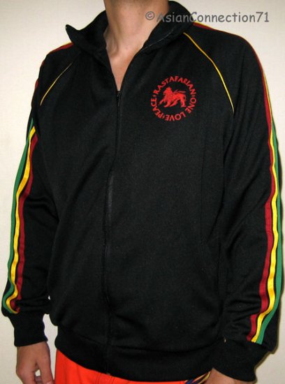 RASTA FLAG Lion of Judah Retro REGGAE Track Jacket M