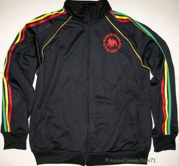 RASTA FLAG Lion of Judah Retro REGGAE Track Jacket M