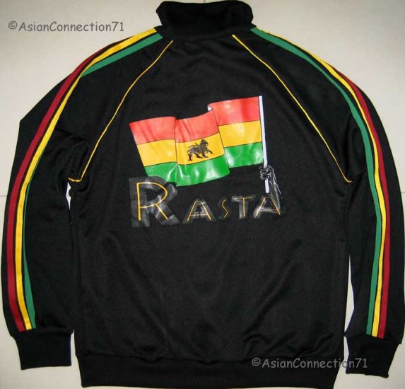 RASTA FLAG Lion of Judah Retro REGGAE Track Jacket M