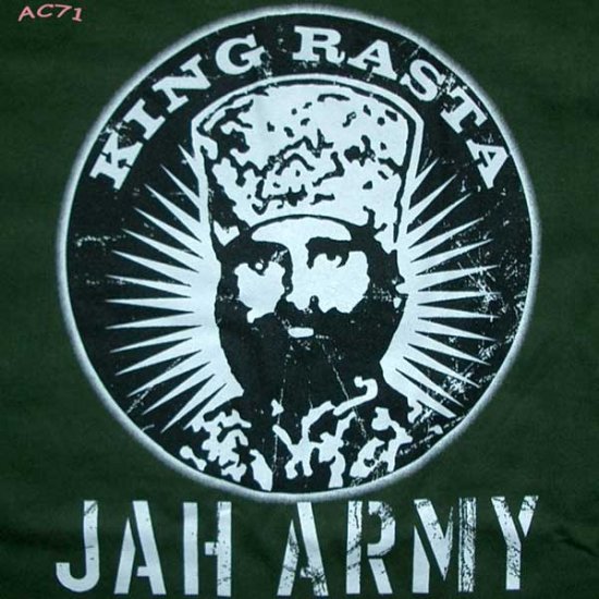 KING RASTA Haile Selassie JAH ARMY Reggae T-shirt L Grn