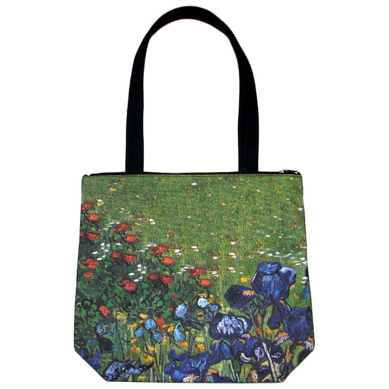 IRISES VAN GOGH Hand Printed Art Bag Purse Tote S Small