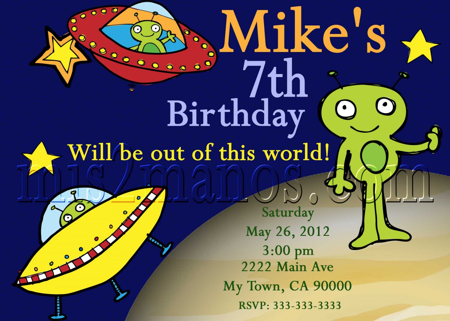 Alien Invitations - Outer Space Birthday Printables DIY You Print at ...