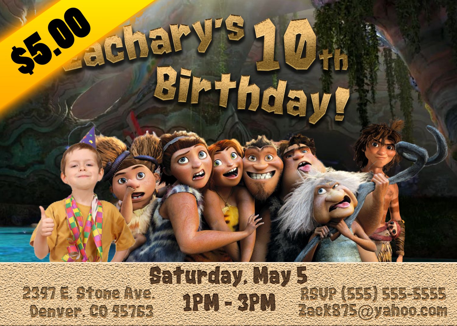 The Croods Birthday Digital Invitation