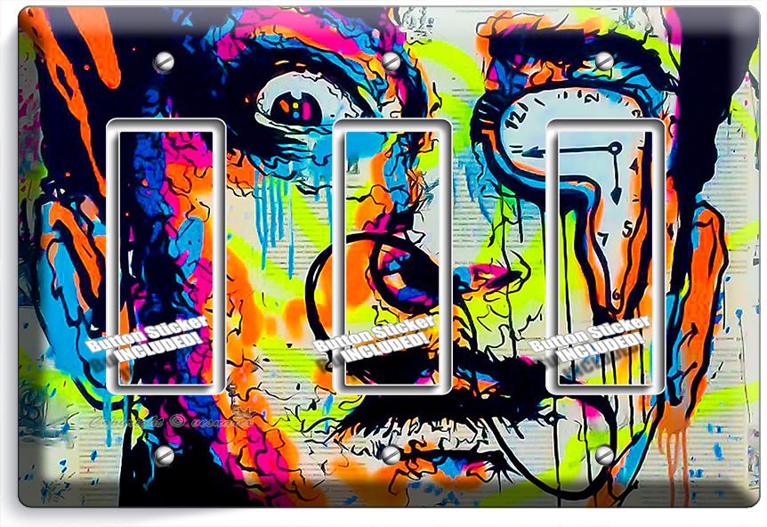 SALVADOR DALI ABSTRACT TRIPLE GFI LIGHT SWITCH WALL PLATE COVER ART ...