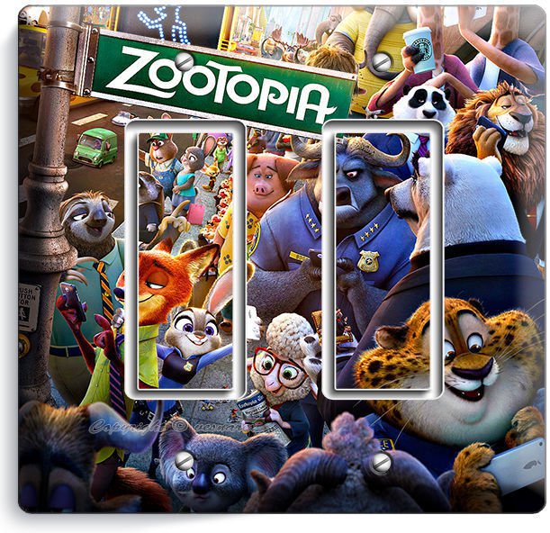 ZOOTOPIA RED FOX NICK JUDY SLOTH FLASH DOUBLE GFCI LIGHT SWITCH WALL ...
