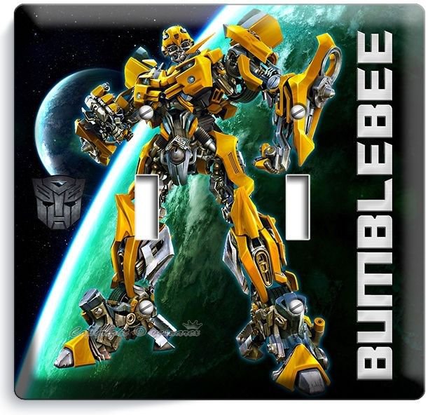 TRANSFORMERS AUTOBOT BUMBLE BEE DOUBLE LIGHT SWITCH BOYS BEDROOM ROOM ...