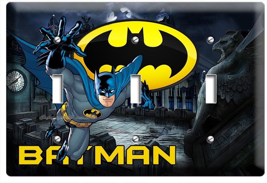 BATMAN FOREVER SUPERHERO TRIPLE LIGHT SWITCH WALL PLATE COVER BOYS ...