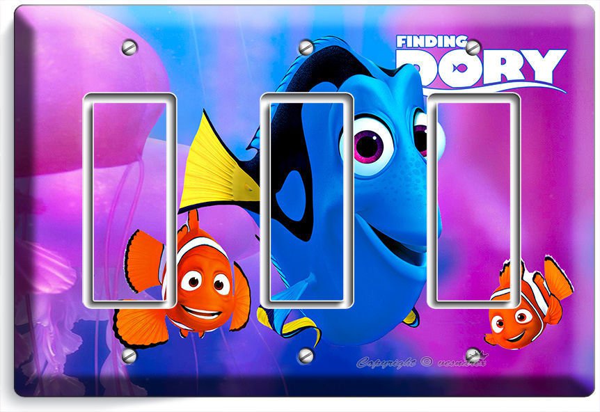 FINDING DORY PINK JELLYFISH NEMO TRIPLE GFCI LIGHT SWITCH WALL PLATE ...