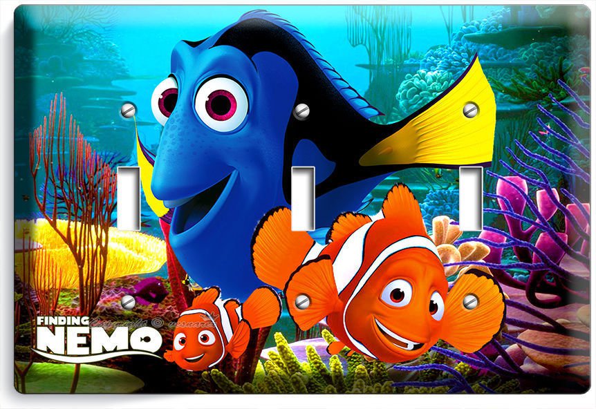 FINDING NEMO CLOWN FISH DORY SEA CORAL REEF TRIPLE LIGHT SWITCH WALL ...