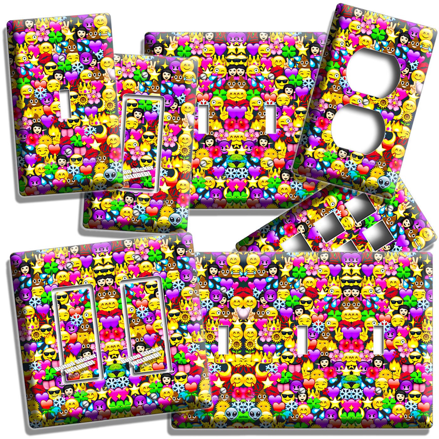 EMOJI SYMBOLS SMILEY CHARACTERS LIGHT SWITCH OUTLETS WALL PLATE TEEN ...