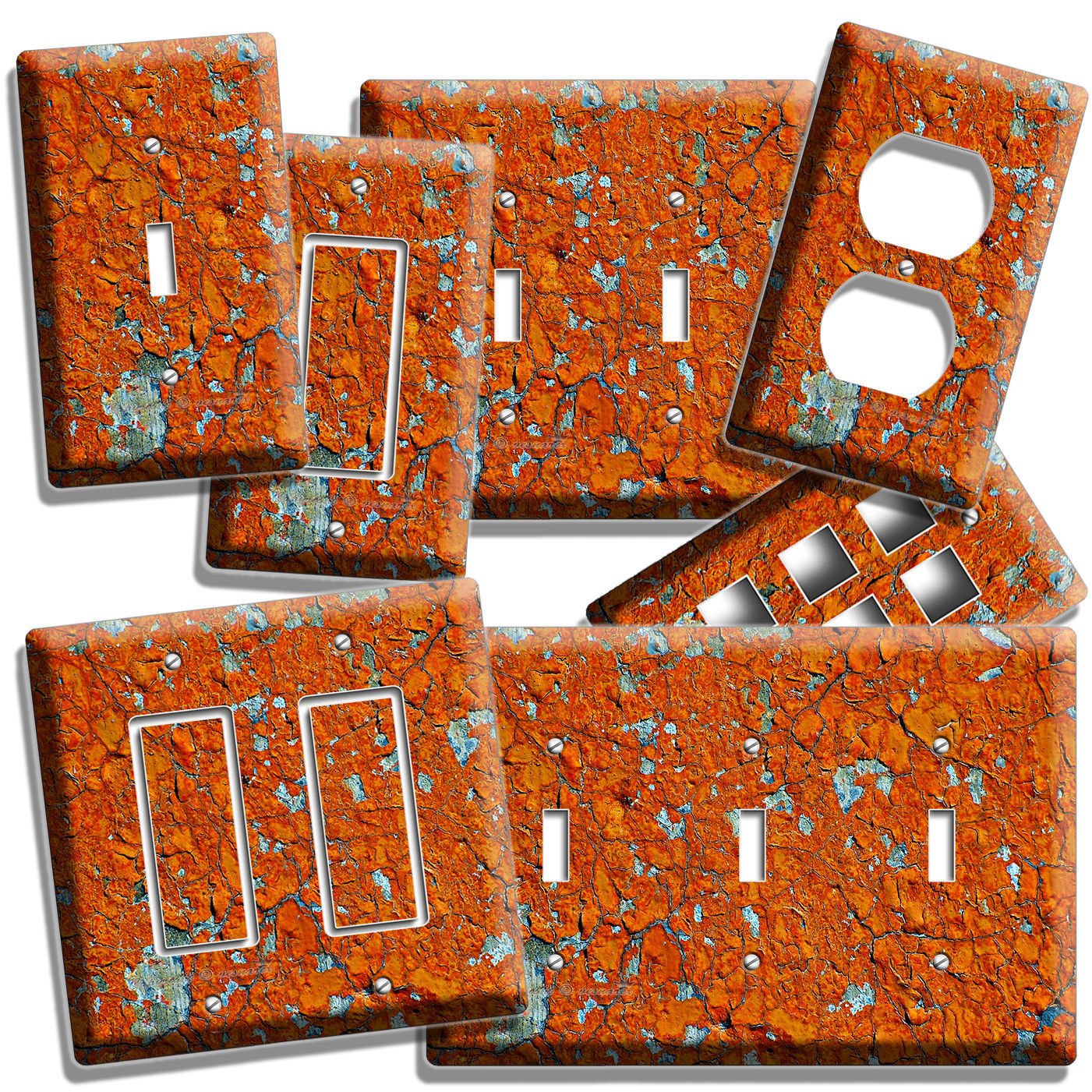 RUSTIC CRACKED RUST RUSTED LIGHT SWITCH WALL PLATE OUTLET MAN CAVE ...