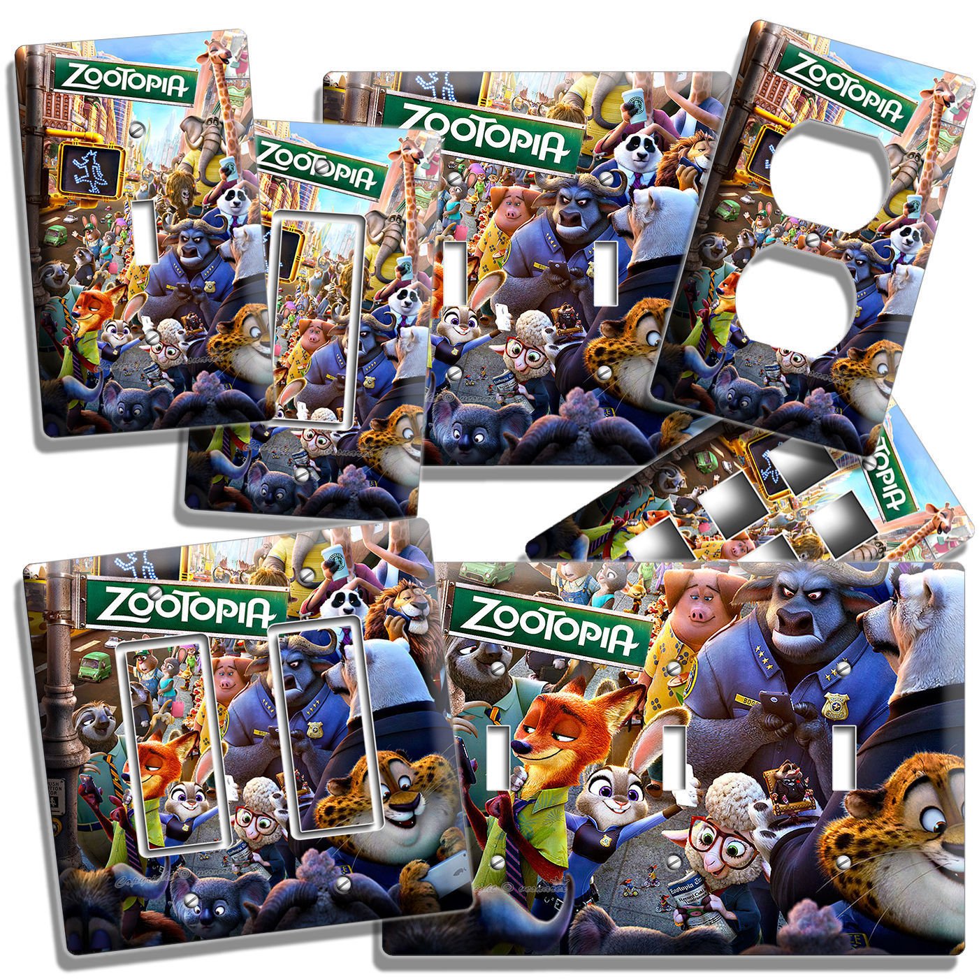 ZOOTOPIA FOX NICK JUDY SLOTH FLASH LIGHT SWITCH WALLPLATE OUTLET KIDS ...