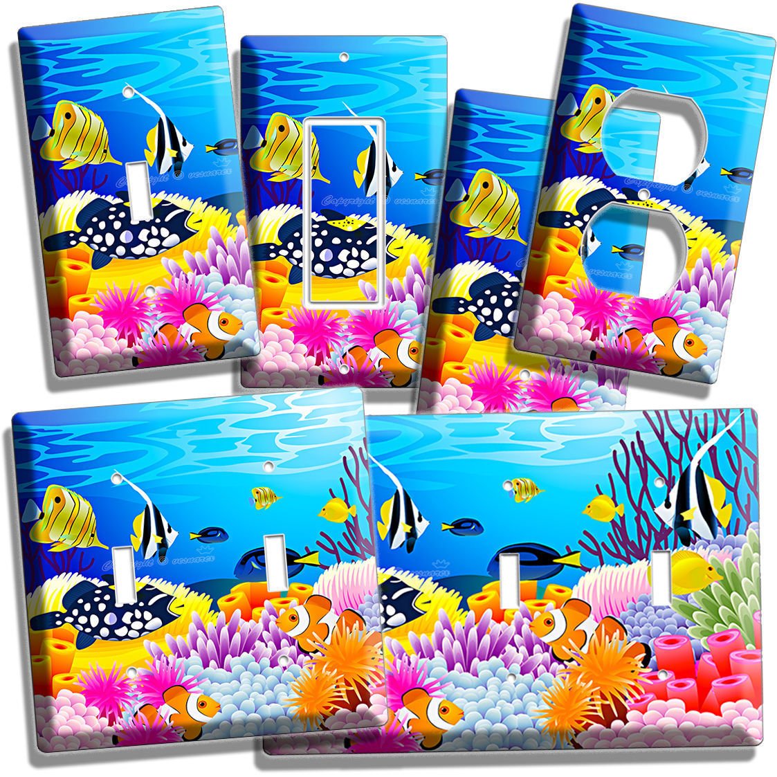 TROPICAL SEA EXOTIC CORAL AQUARIUM FISH LIGHT SWITCH OUTLETS WALL PLATE ...