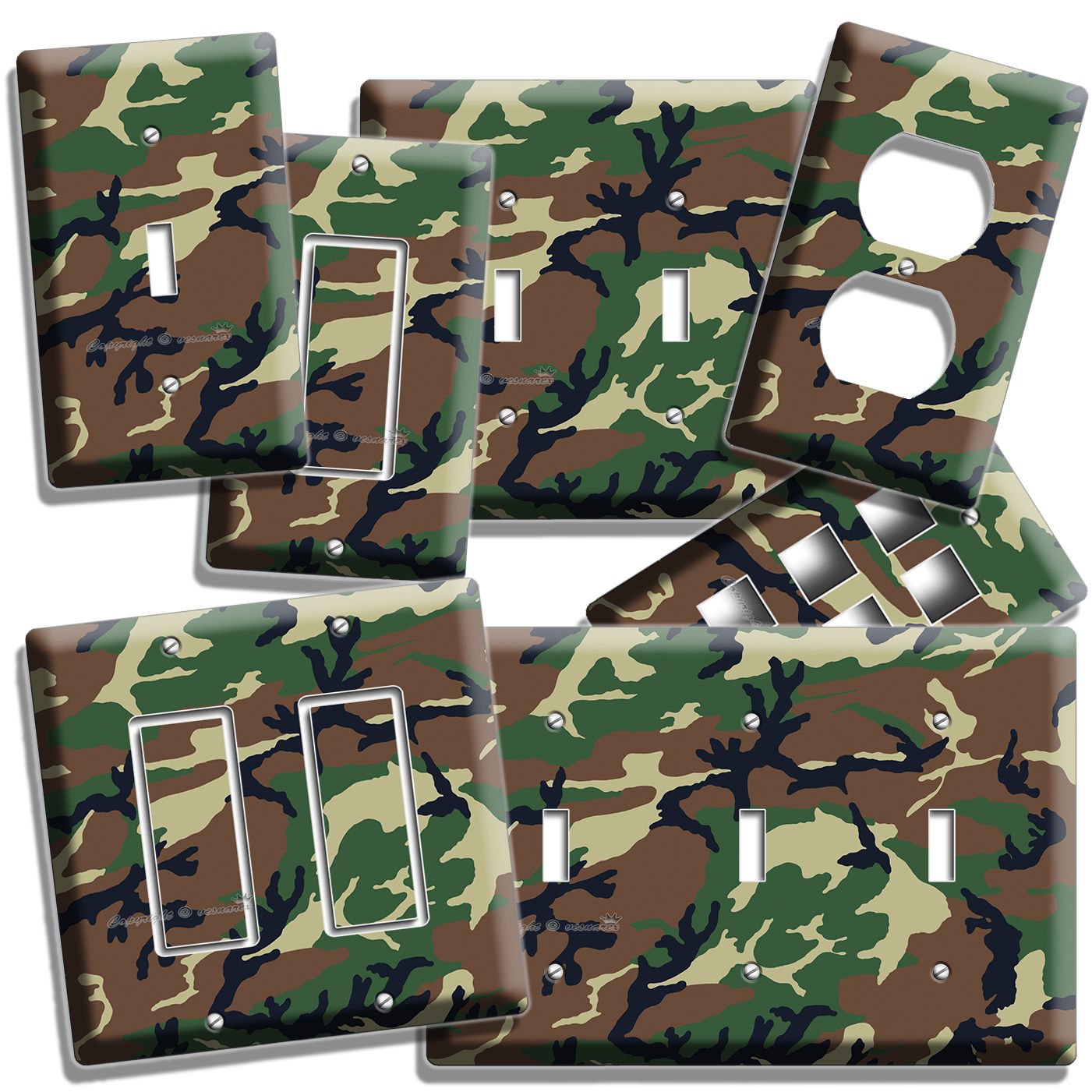 GREEN MILITARY ARMY CAMO CAMOUFLAGE LIGHT SWITCH OUTLET WALL PLATE ...