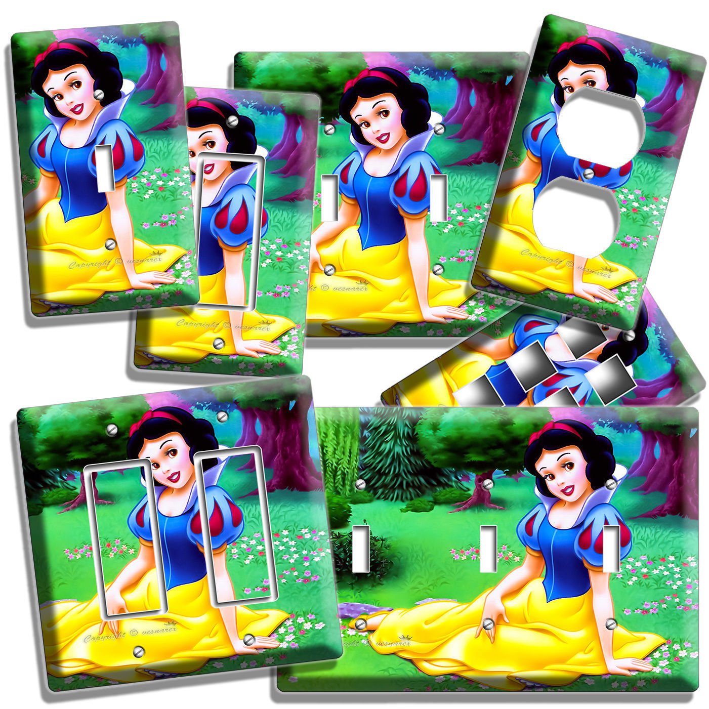 SNOW WHITE PRINCESS LIGHT SWITCH WALL PLATE OUTLET GIRLS BEDROOM PLAY ...
