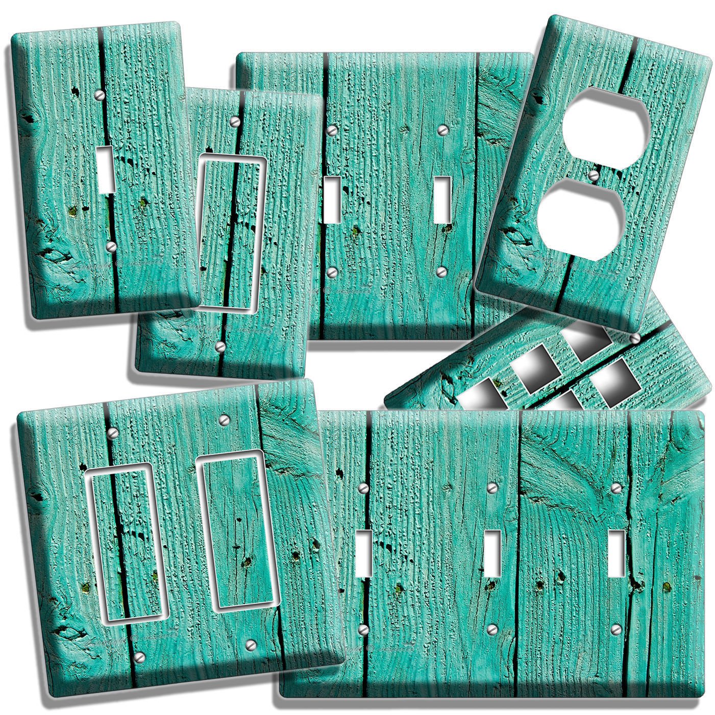 RUSTIC GREEN PAINTED CRACKED WOOD LIGHT SWITCH WALL PLATE OUTLET COUNRY ...