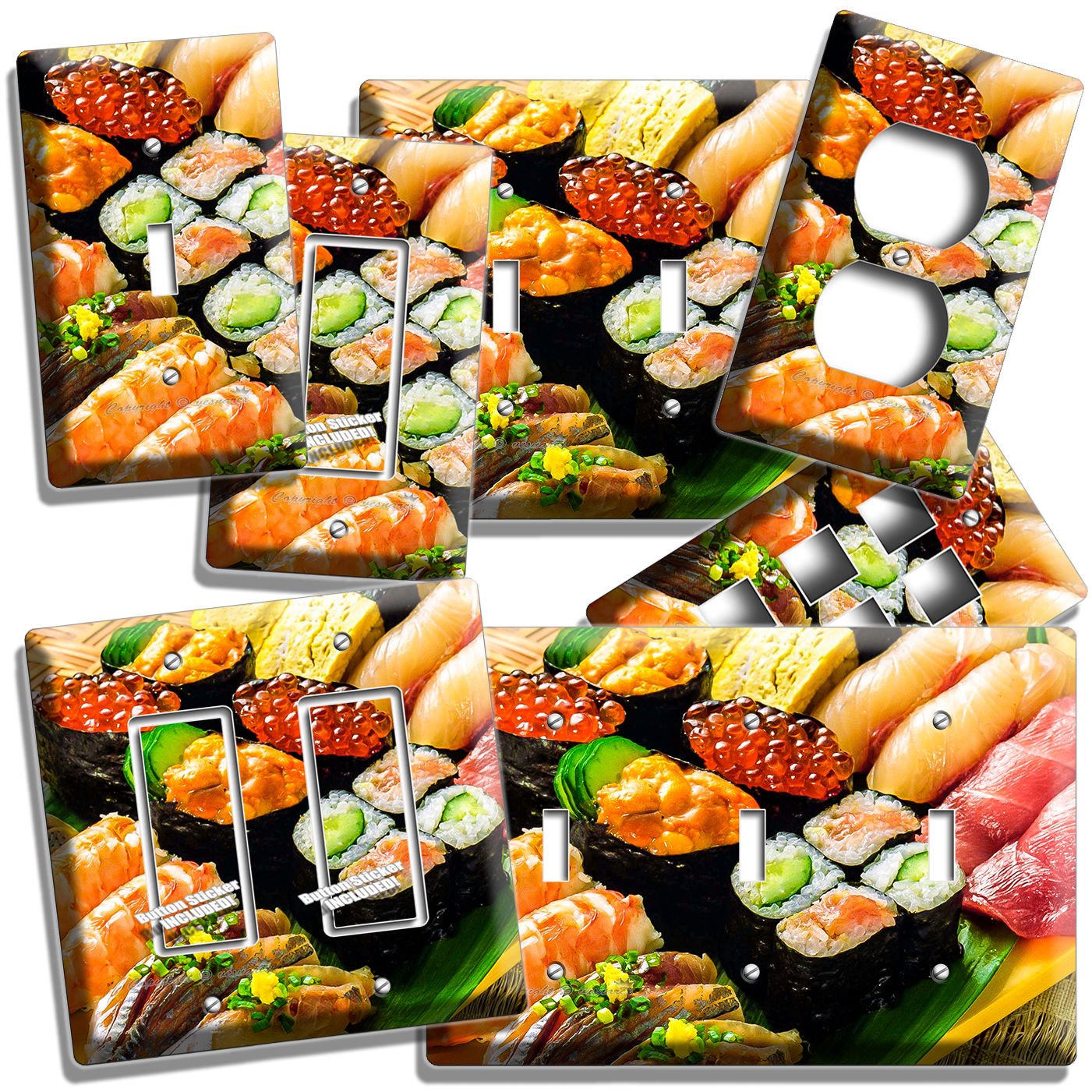 SUSHI ROLLS SASHIMI LIGHT SWITCH OUTLET WALL PLATE JAPANESE RESTAURANT ...