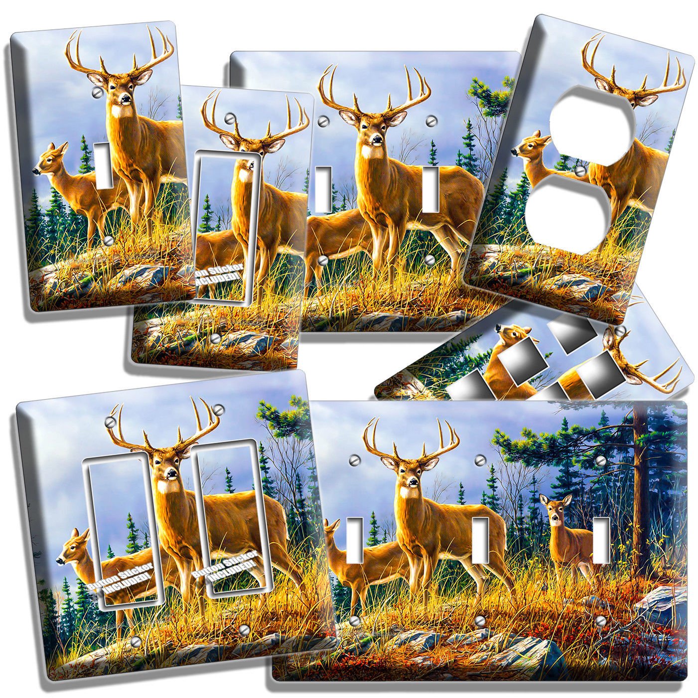 WILD WHITETAIL DEER BUCK LIGHT SWITCH WALL PLATE OUTLET HUNTING CABIN ...