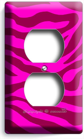 HOT PINK ZEBRA STRIPES ANIMAL PRINTS OUTLET WALL PLATES ROOM GIRLS ...