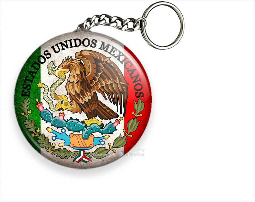 RUSTIC PATRIOTIC MEXICAN EAGLE FLAG MEXICO KEYCHAIN KEYFOB CHAIN RING ...