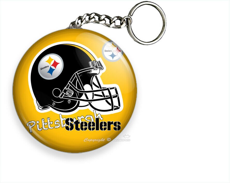 PITTSBURGH STEELERS FOOTBALL TEAM KEYCHAIN KEY FOB RING CHAIN SPORTFAN ...