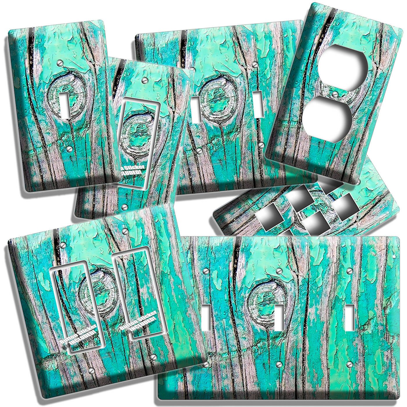RUSTIC GREEN PAINT CRACKED WORN OUT WOOD LIGHT SWITCH OUTLET WALL PLATE ...
