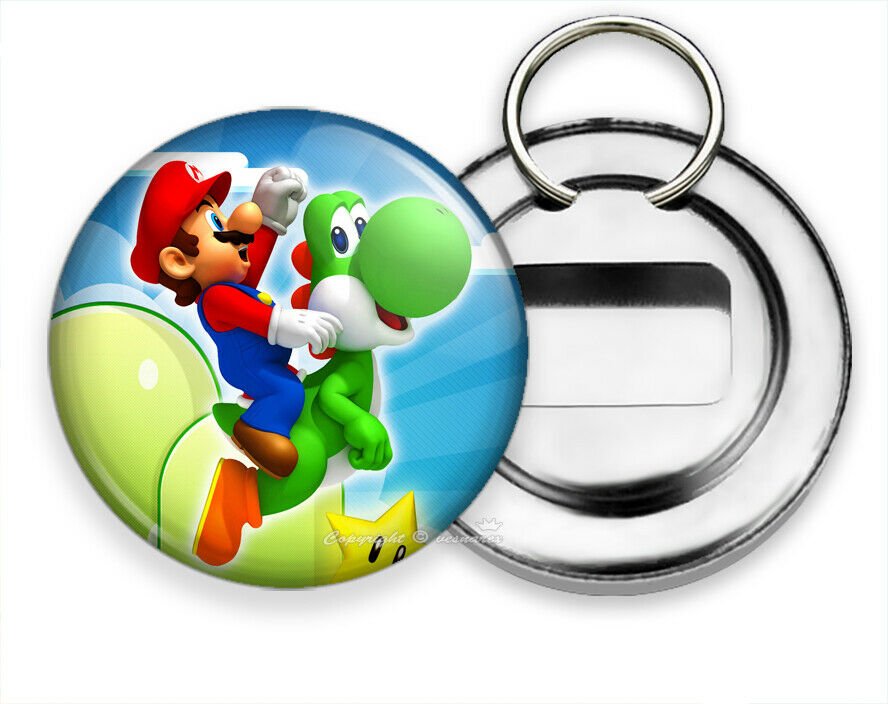SUPER MARIO RIDING YOSHI TEAM BEER BOTTLE OPENER KEYCHAIN KEYFOB GAMER ...