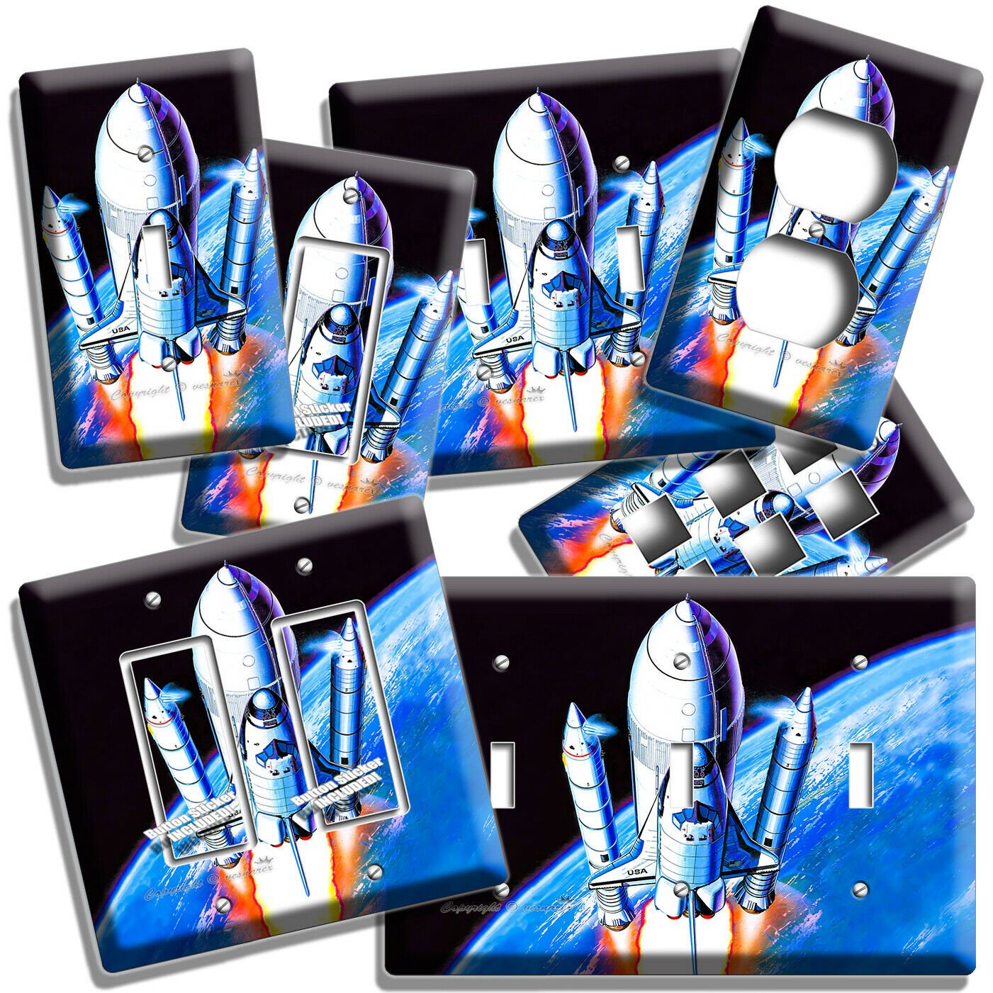 NASA EARTH SPACE SHUTTLE LAUNCH THROTTLES LIGHT SWITCH OUTLET WALL ...