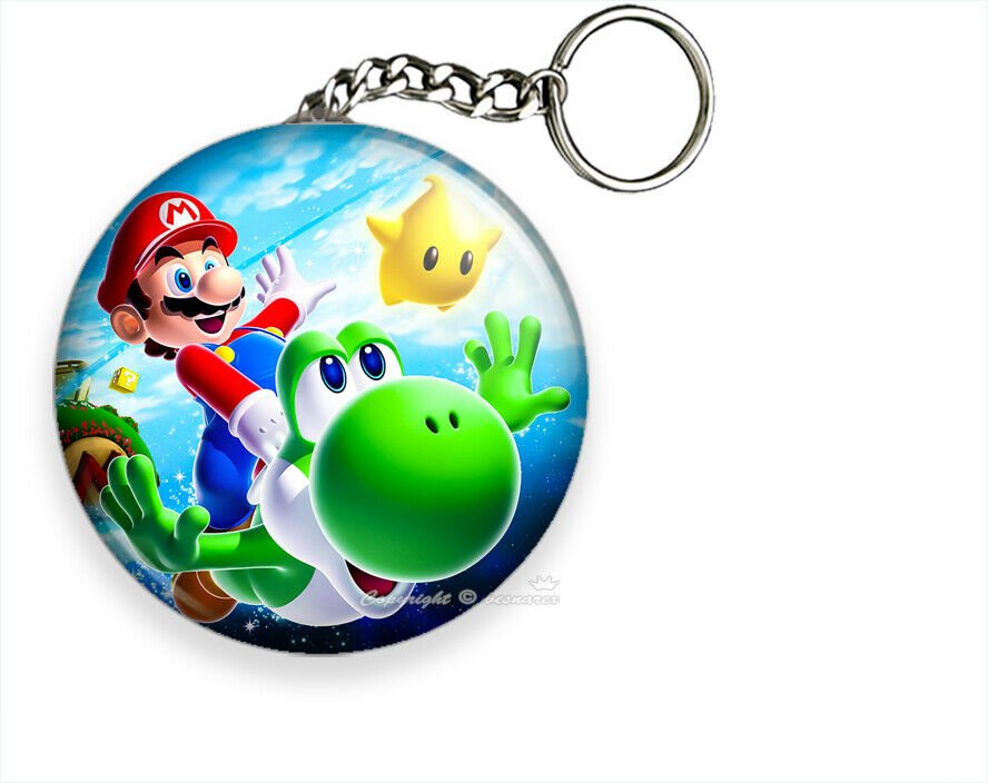 SUPER MARIO BROTHERS RIDING YOSHI IN SPACE GALAXY HD KEYCHAIN KEY FOB ...