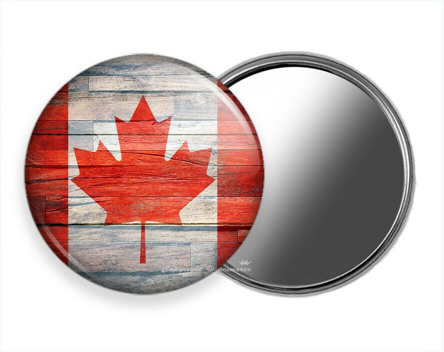 RUSTIC CANADIAN FLAG RED MAPLE LEAF CANADA POCKET PURSE MAKEUP MIRROR ...