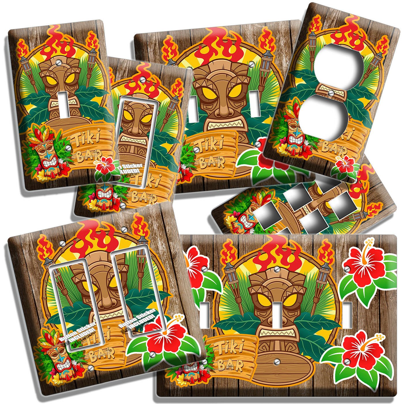 HAWAII HIBISCUS FLOWER TIKI BAR LIGHT SWITCH OUTLET WALL PLATE KITCHEN ...