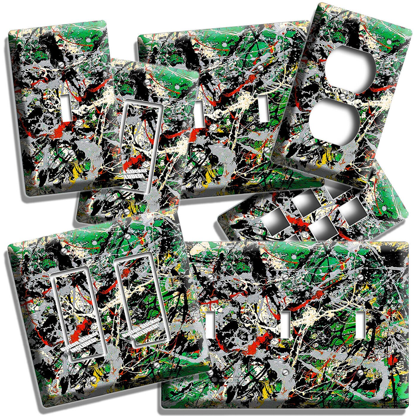 JACKSON POLLOCK GREEN DRIPS INSPIRED LIGHT SWITCH OUTLET WALL PLATE HD ...