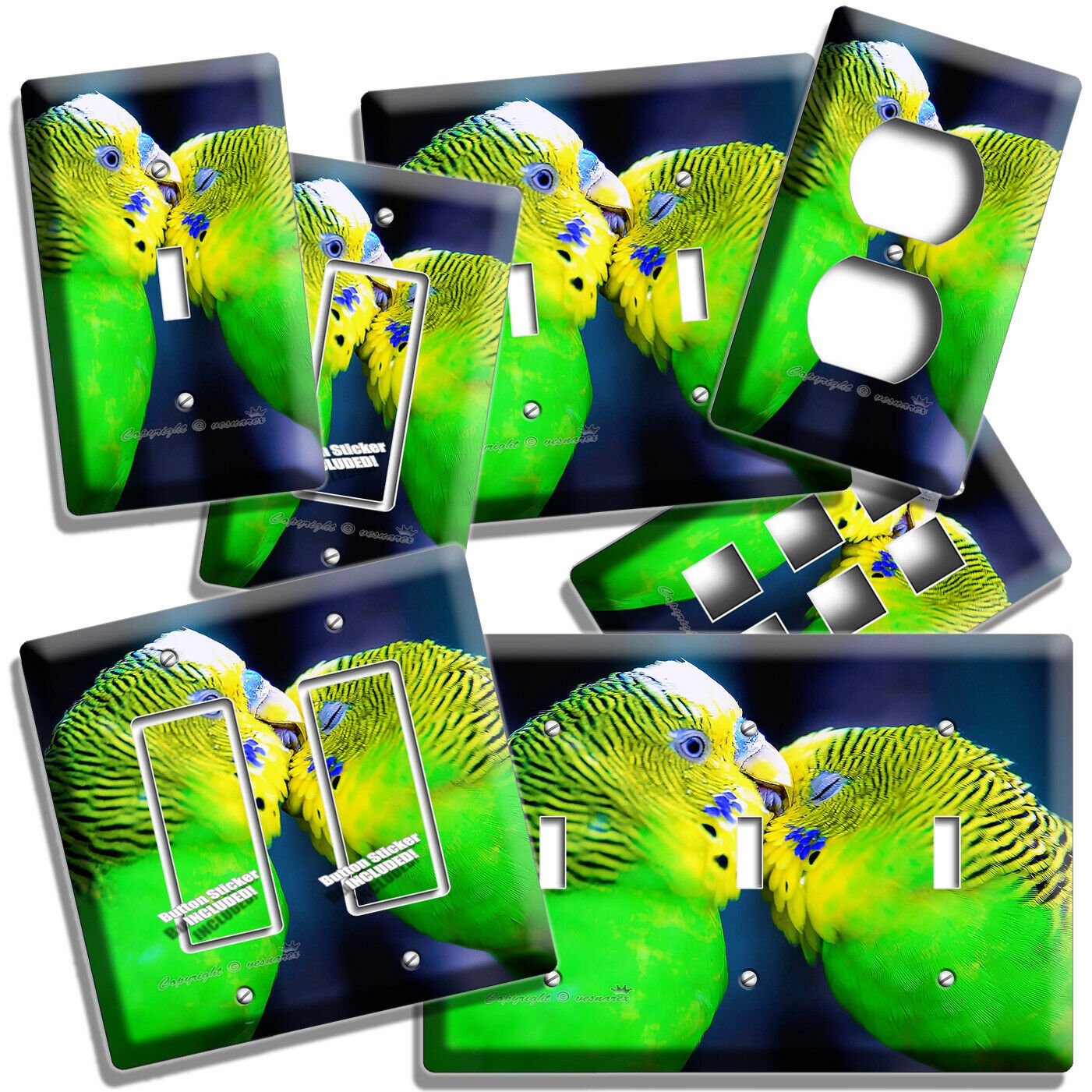 LOVE BIRDS GREEN PARAKEETS KISSING LIGHT SWITCH OUTLET WALL PLATES ...