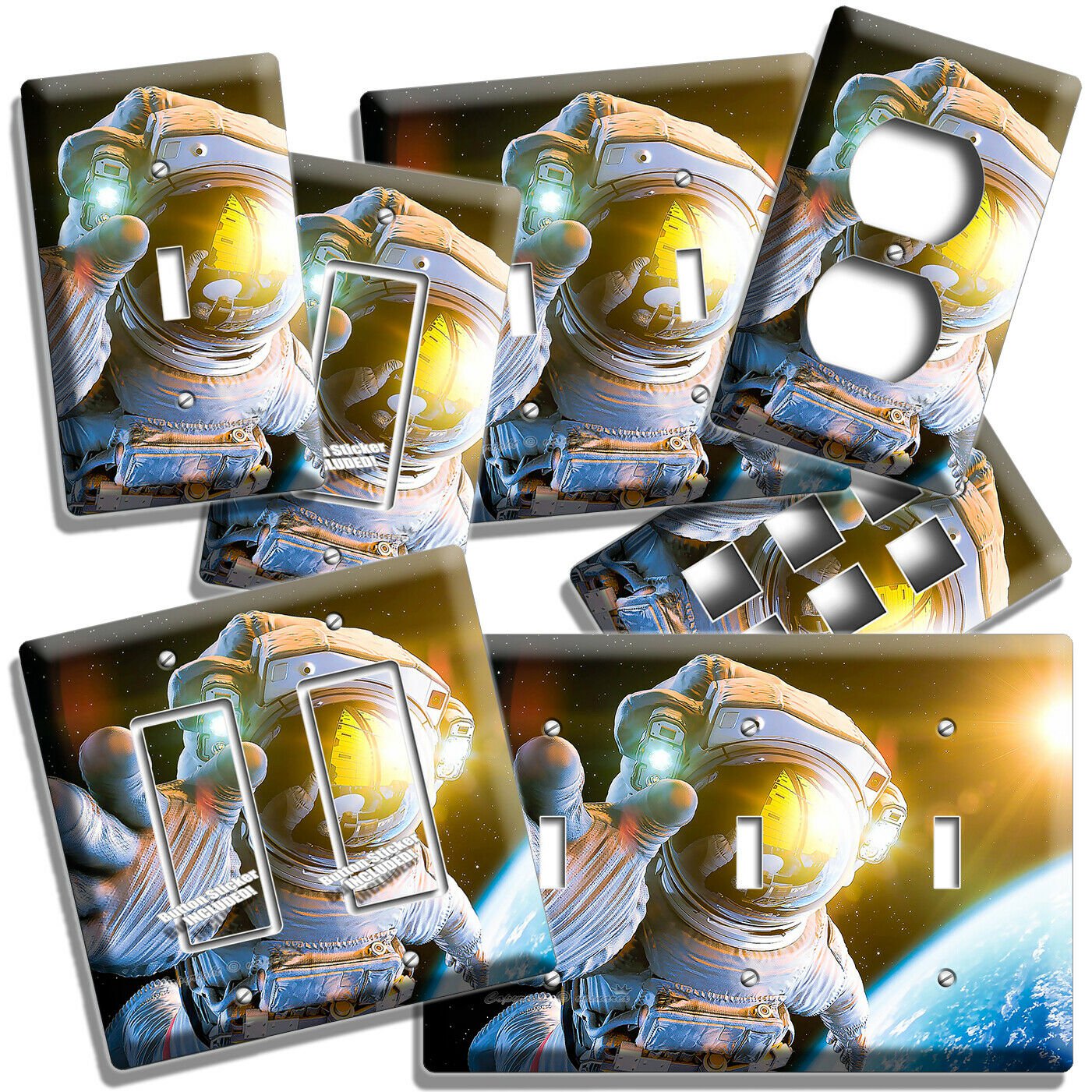 ASTRONAUT OPEN SPACE PLANET EARTH STARS LIGHT SWITCH OUTLET PLATES ...