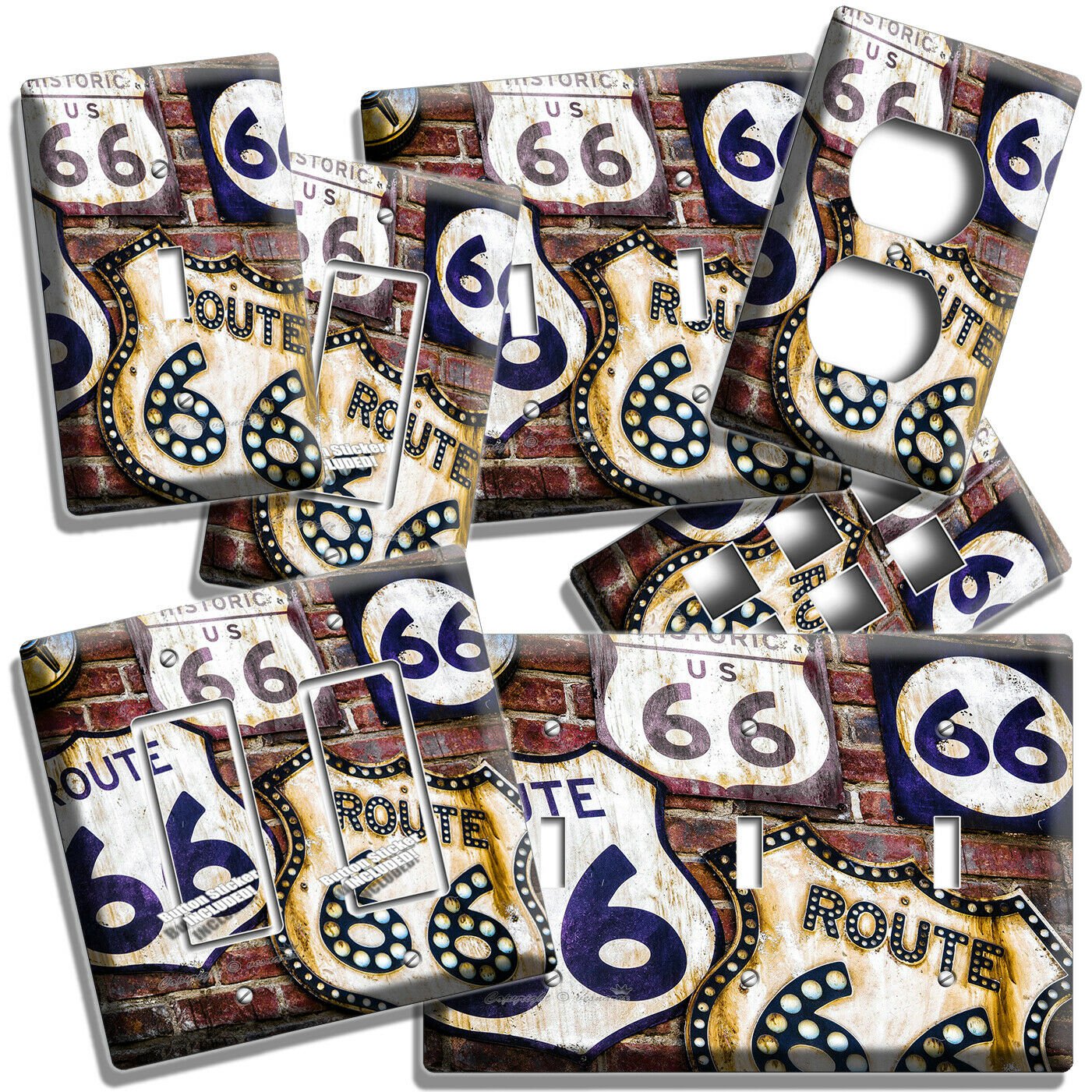 HISTORIC ROUTE 66 RUSTIC ROAD SIGNS LIGHT SWITCH OUTLET WALL PLATE ...