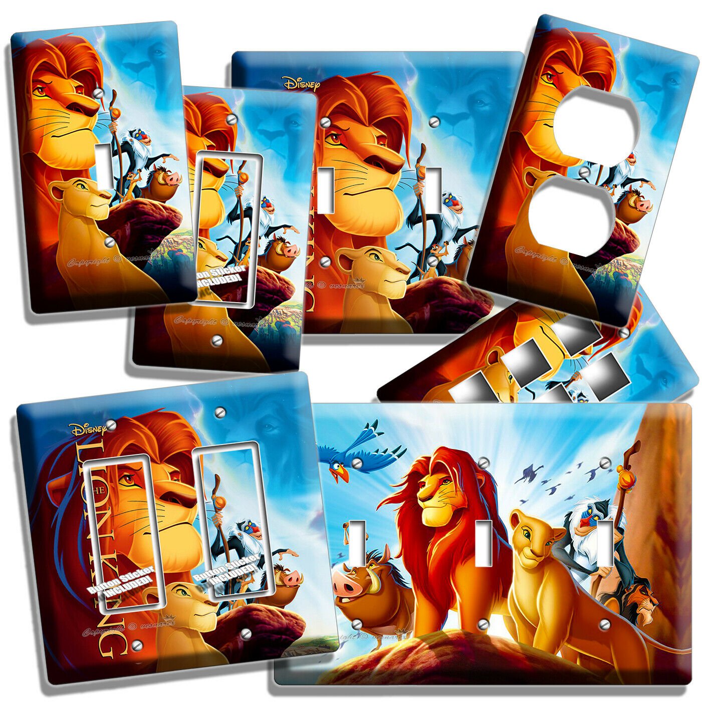 LION KING SIMBA TIMON AND PUMBA LIGHT SWITCH OUTLET WALL PLATES KIDS ...