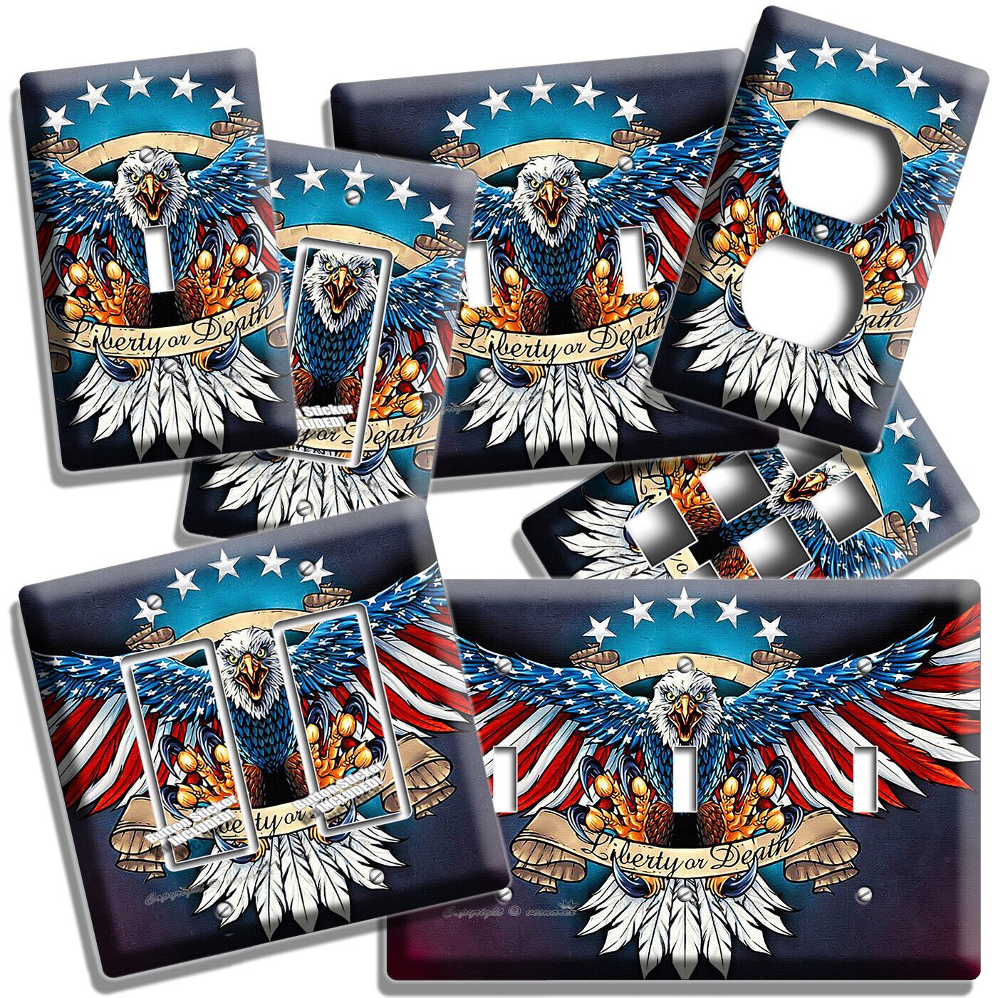 BALD EAGLE WINGS AMERICAN FLAG LIGHT SWITCH OUTLET WALL PLATE PATRIOT ...