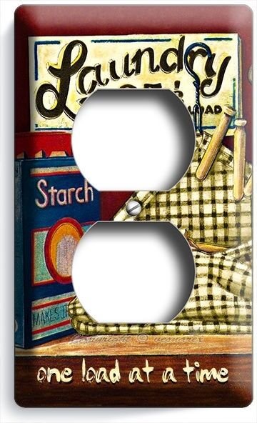 RETRO VINTAGE LAUNDRY ROOM WASHROOM BATHROOM OUTLET WALLPLATE COUNTRY ...