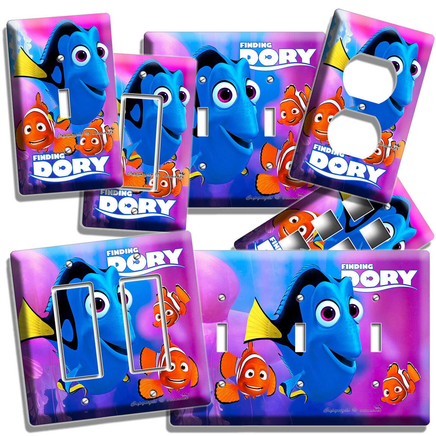 FINDING DORY CLOWNFISH NEMO LIGHT SWITCH OUTLET KIDS WALL PLATES GAME ...