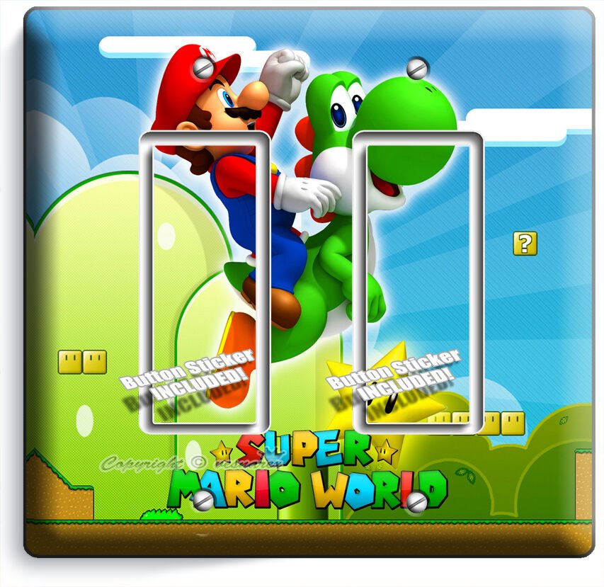 SUPER MARIO YOSHI LUIGI DOUBLE GFI LIGHT SWITCH WALL PLATE VIDEO GAME ...