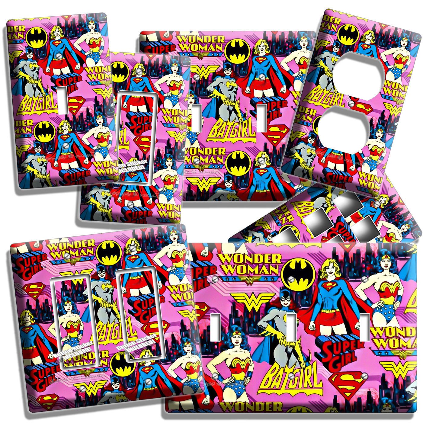 SUPERGIRL BATGIRL WONDER WOMAN SUPERHERO LIGHT SWITCH OUTLET WALL PLATE ...