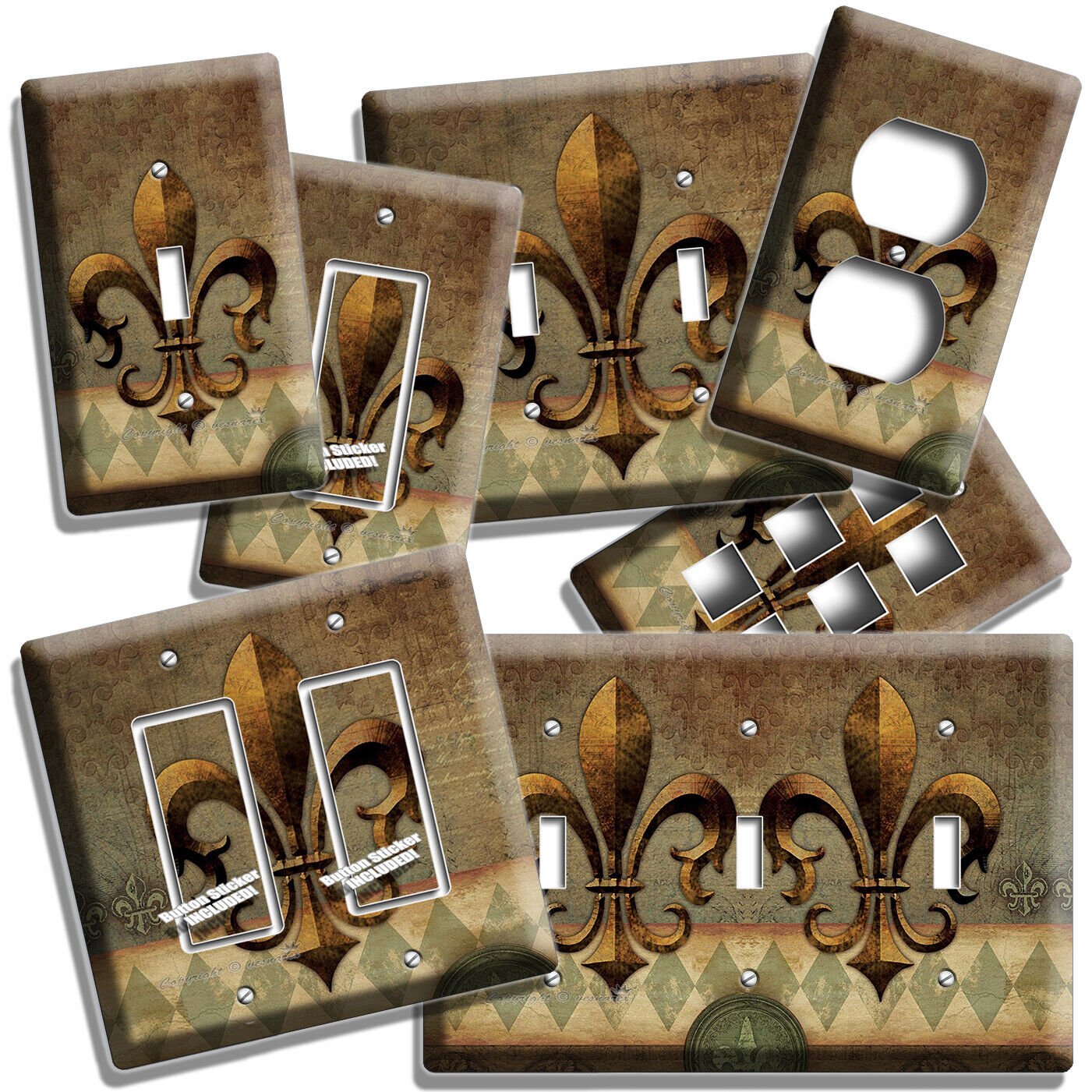 FLEUR DE LIS MEDIEVAL MEDICI SIGIL LIGHT SWITCH OUTLET WALL PLATE ROOM ...