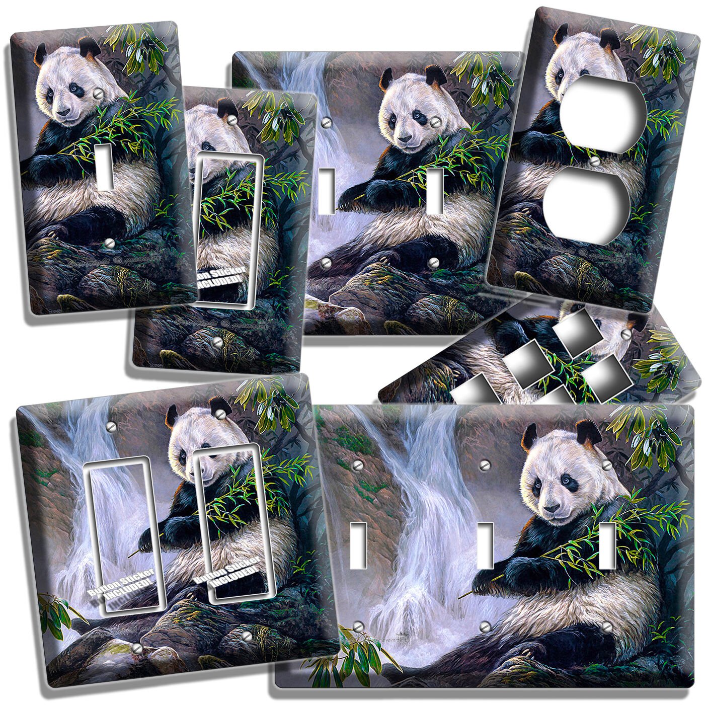WILD PANDA BEAR WATERFALL BAMBOO LIGHT SWITCH OUTLET WALL PLATES ROOM ...