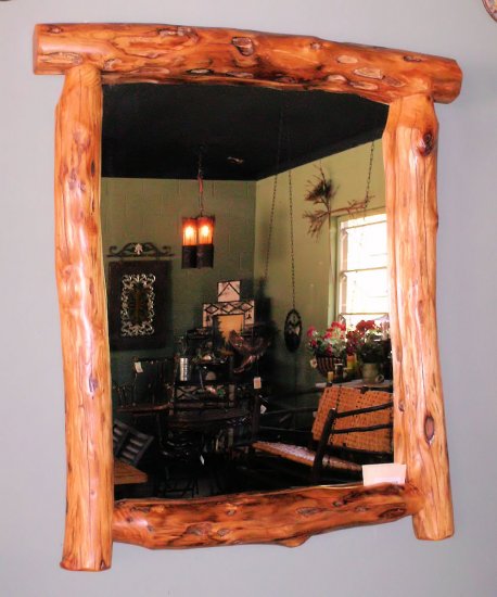 Handcrafted Black Locust Log Mirror