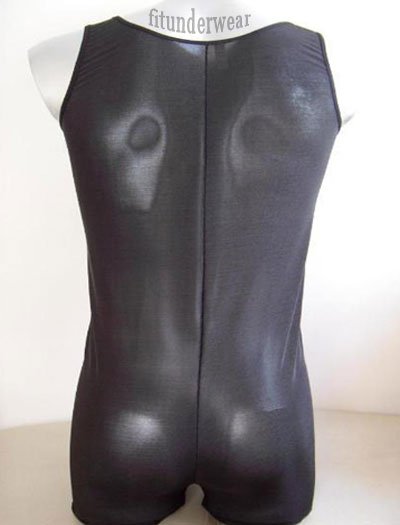 Mens Sexy Stretch Boxer Bodysuit Black With Zip Bd36