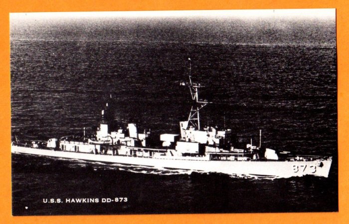 USS HAWKINS DD-873 Destroyer Navy Ship Postcard