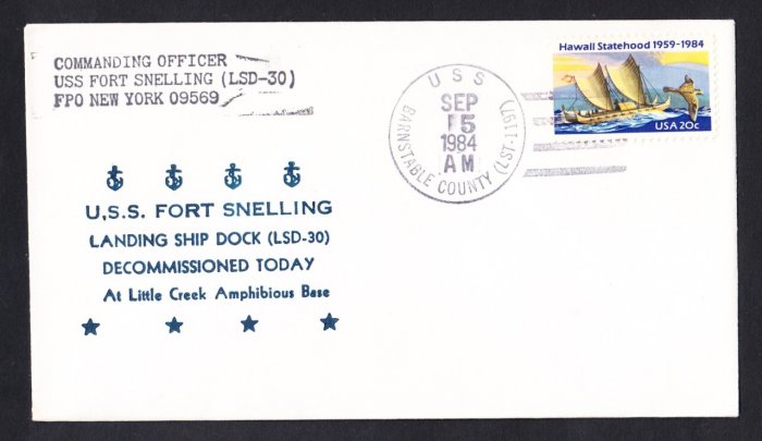 USS FORT SNELLING LSD-30 Decommissioning Naval cover