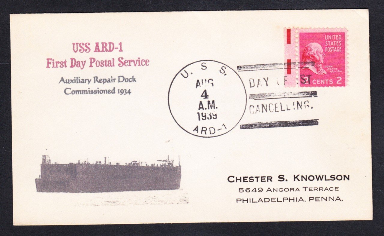 Drydock USS ARD-1 FIRST DAY POSTAL SERVICE Naval Cover MhCachets 1 MADE